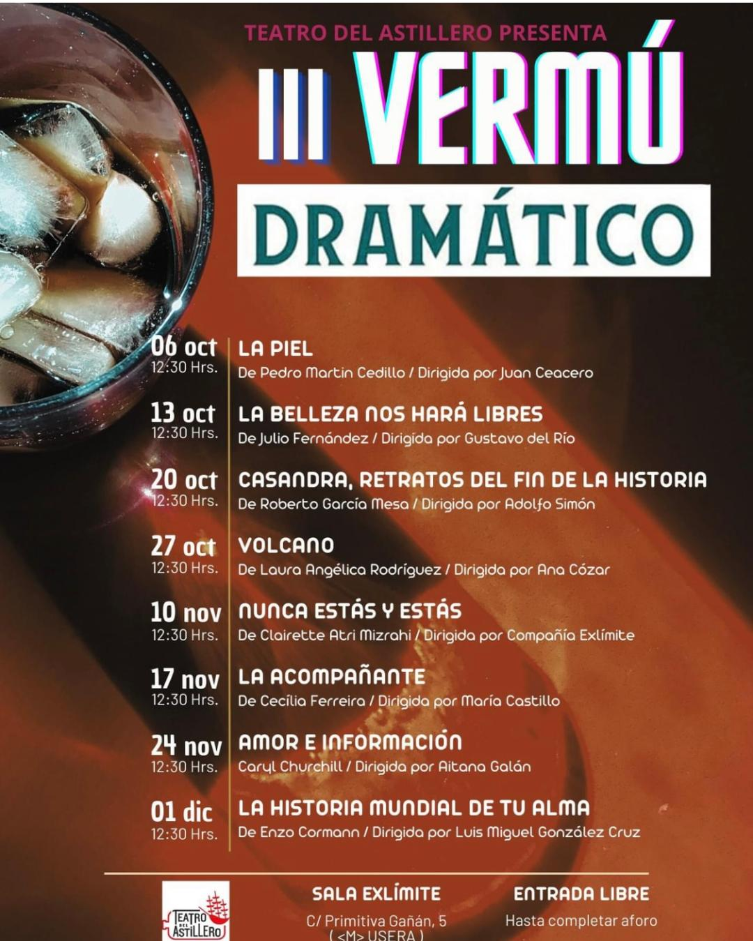 PROGRAMA DEL III VERMÚ DRAMÁTICO. | Que Revienten los Artistas