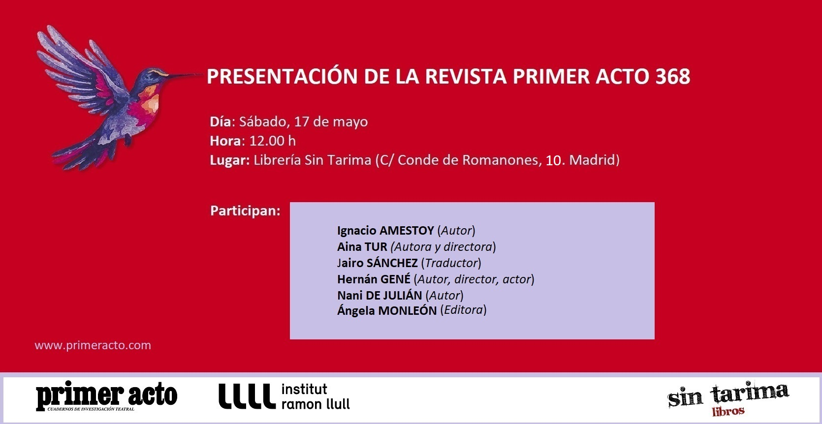 Presentaciones de la revista PRIMER ACTO 368. | Que Revienten los Artistas